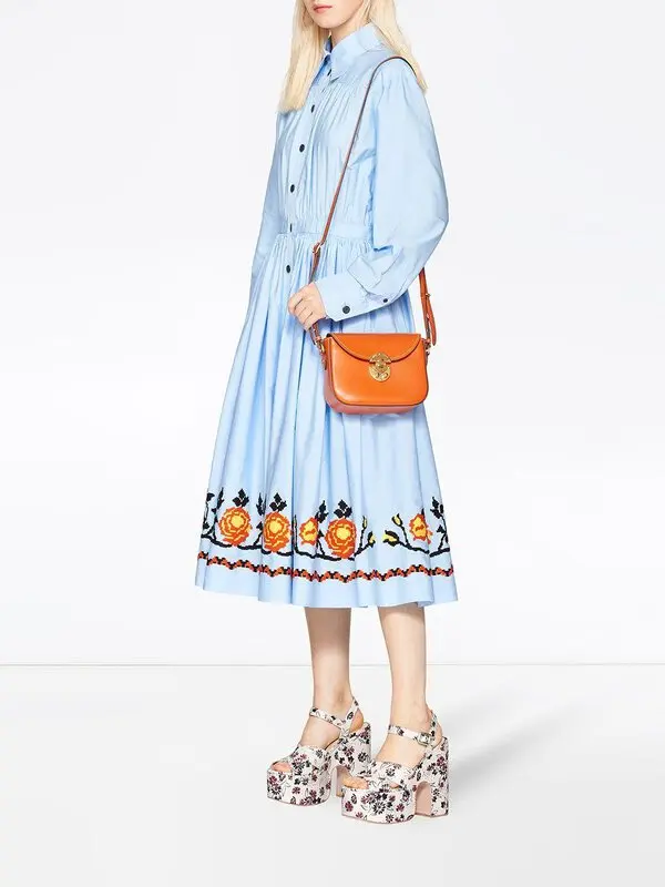 Miu Miu Floral Embroidered Flared Dress