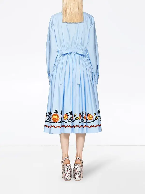Miu Miu Floral Embroidered Flared Dress