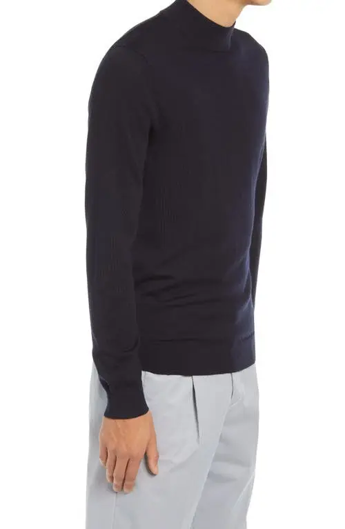 REISS Trafford Long Sleeve Wool Polo Sweater - Navy