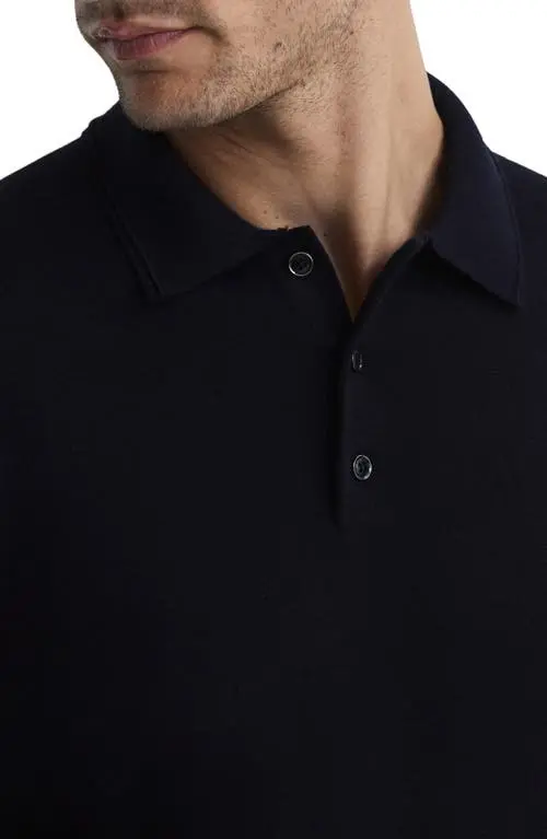 REISS Trafford Long Sleeve Wool Polo Sweater - Navy