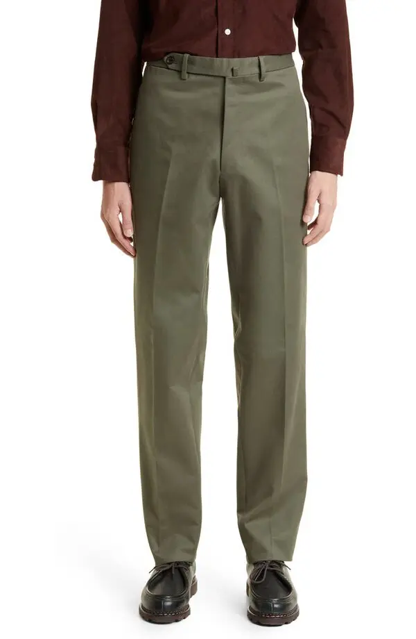 Drake’s Cotton Slacks Size:32 Khaki Heavy Cotton Twill Games Trousers – Drakes US