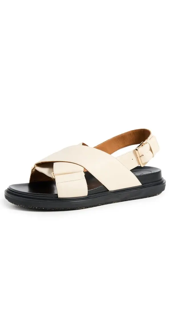 Marni Fussbett Crisscross Sandals - Silk White