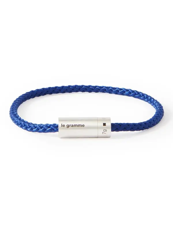 Le Gramme 7g Braided Cord And Sterling Silver Bracelet - Blue