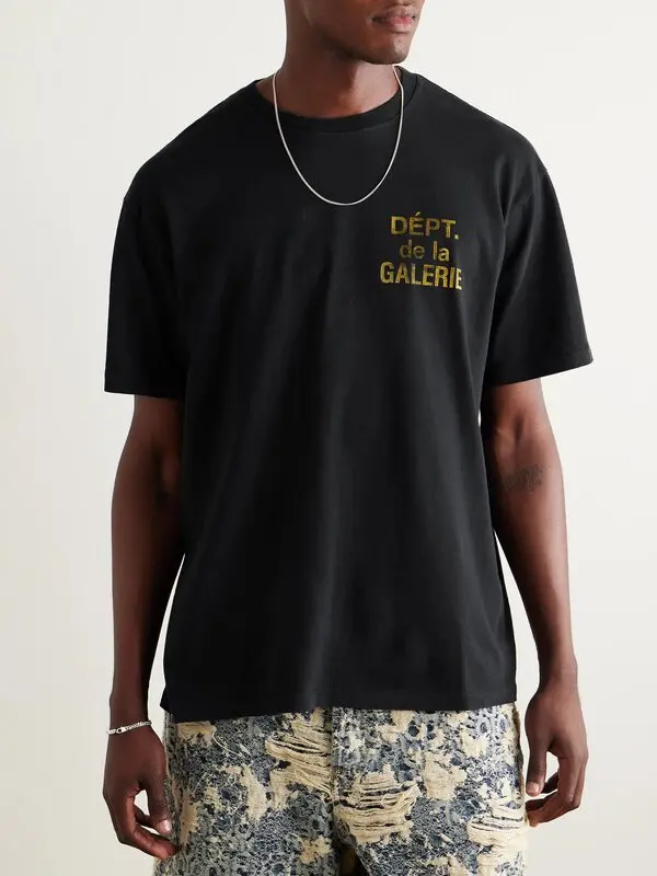 GALLERY DEPT. French Logo-print Cotton-jersey T-shirt - Black