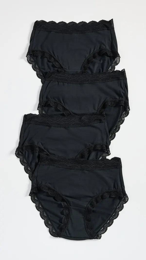 STRIPE & STARE High Rise Knickers 4 Pack - Black