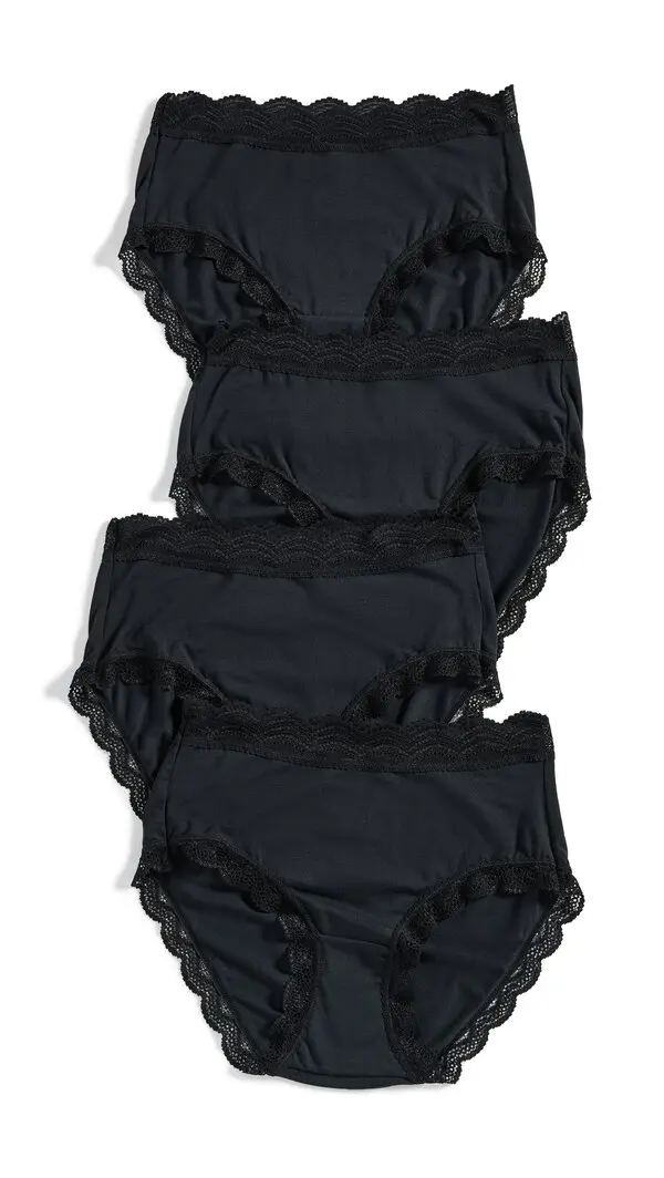 STRIPE & STARE High Rise Knickers 4 Pack - Black