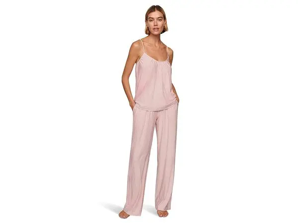 Eberjey The Tencel Modal Cami Pants Pajama Set Pajama Sets Duo Stripe Holly Red - Pink