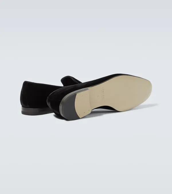 Manolo Blahnik Mario Velvet Loafers - Black