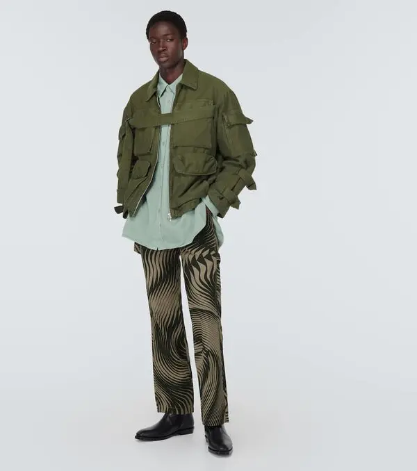 Dries Van Noten Cotton And Linen Wide-leg Pants