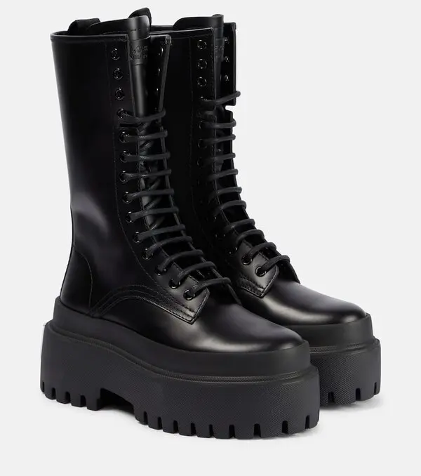 Dolce & Gabbana Leather Platform Combat Boots