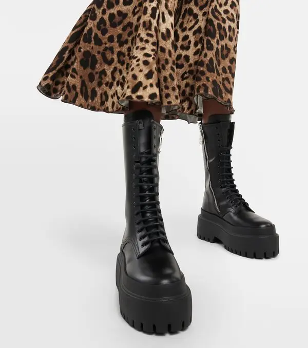 Dolce & Gabbana Leather Platform Combat Boots