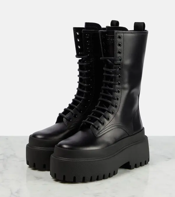 Dolce & Gabbana Leather Platform Combat Boots