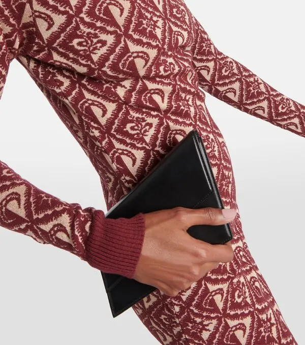 MARINE SERRE Moon Diamant Jacquard Wool-blend Minidress - Burgundy