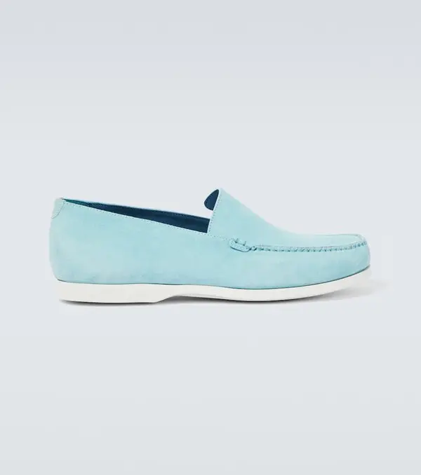 Manolo Blahnik Monaco Suede Loafers - Blue