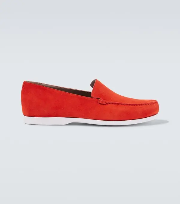 Manolo Blahnik Monaco Suede Loafers - Red