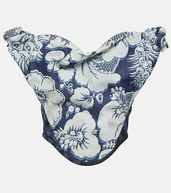 VIVIENNE WESTWOOD Sunday Floral Denim Corset Top - Blue