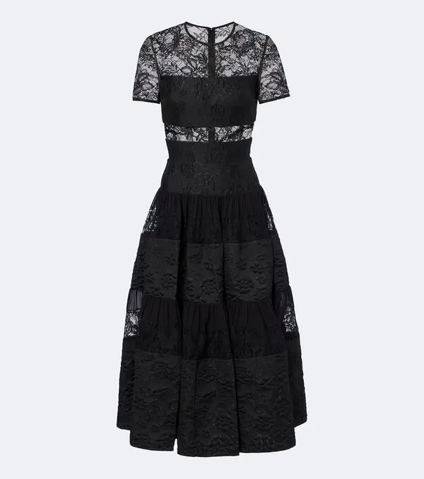 Elie Saab Lace Midi Dress - Black