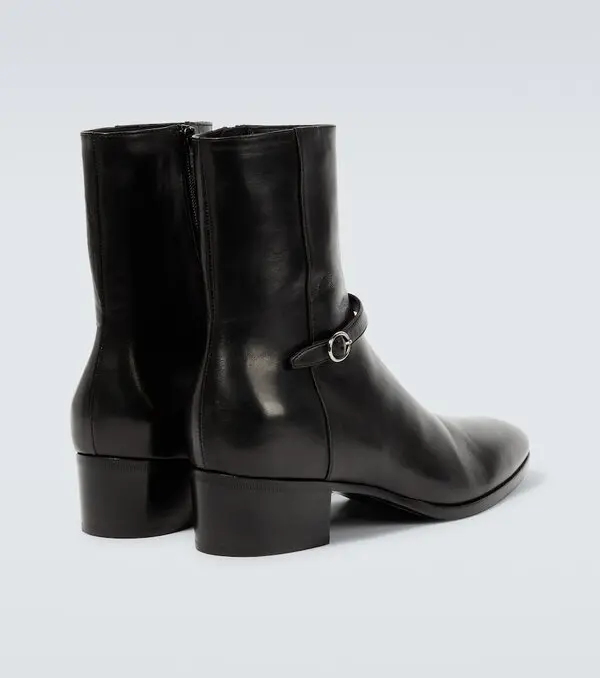 Saint Laurent Vlad 45 Leather Ankle Boots - Black | Editorialist display picture 2
