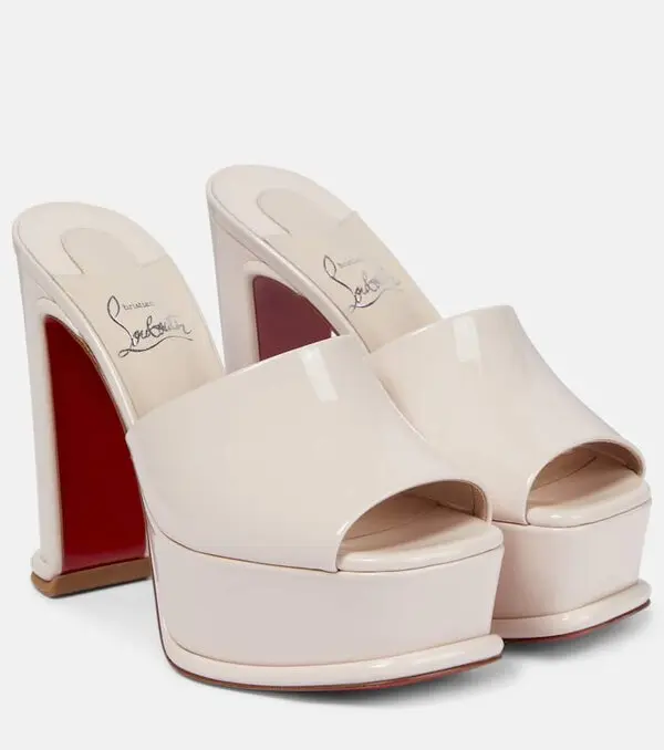 CHRISTIAN LOUBOUTIN Amali Alta Patent Leather Mules - White