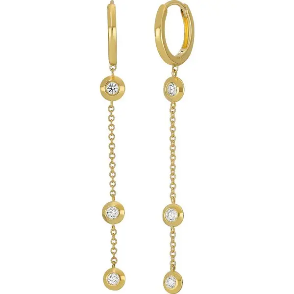 Bony Levy Monaco Diamond Drop Hoop Earrings - 18k Yellow Gold