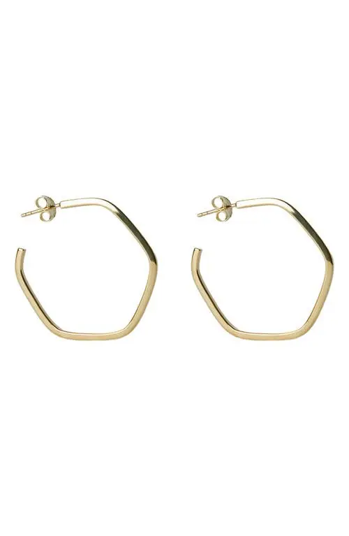 Argento Vivo Hexagon Hoop Earrings - Gold