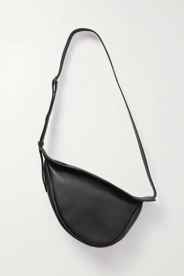 The Row Slouchy Banana Textured-Leather Shoulder Bag - Black