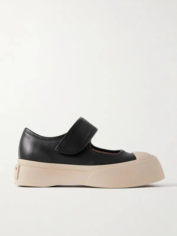 Marni Pablo Leather Mary Jane Platform Sneakers - Black