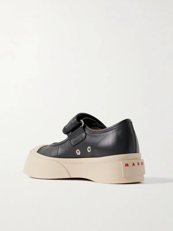 Marni Pablo Leather Mary Jane Platform Sneakers - Black