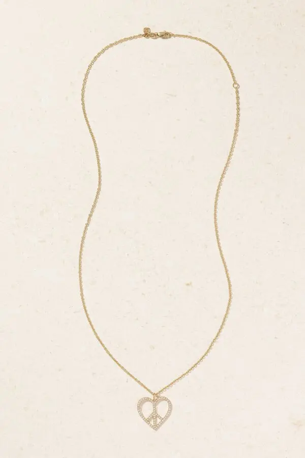 SYDNEY EVAN Peace Heart Xl Diamond Necklace