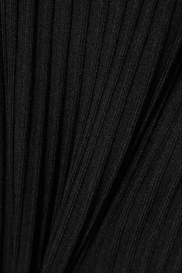 GANNI Fringed Ribbed-knit Mini Dress
