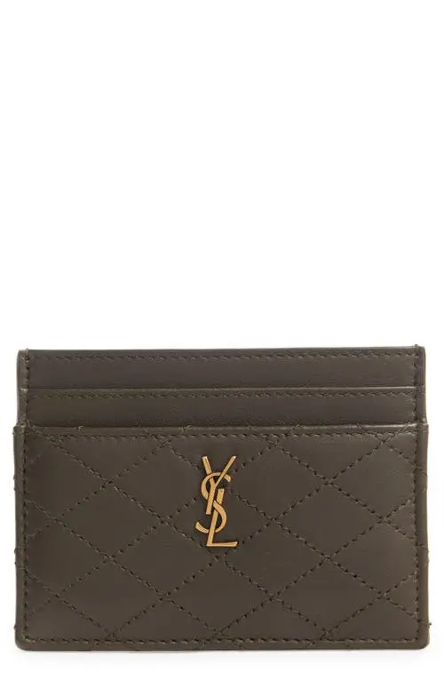 Saint Laurent Quilted Leather Card Case - Light Musk