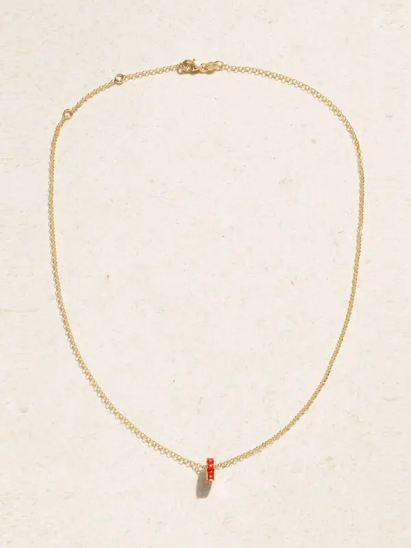 FOUNDRAE Strength Heart Beat 18-karat Enamel Necklace