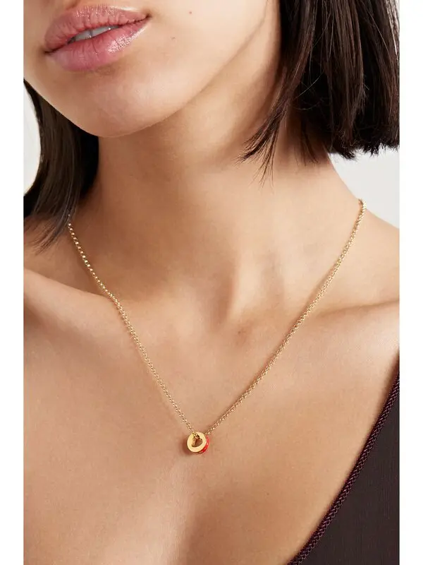 FOUNDRAE Strength Heart Beat 18-karat Enamel Necklace