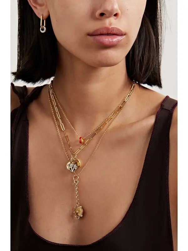 FOUNDRAE Strength Heart Beat 18-karat Enamel Necklace