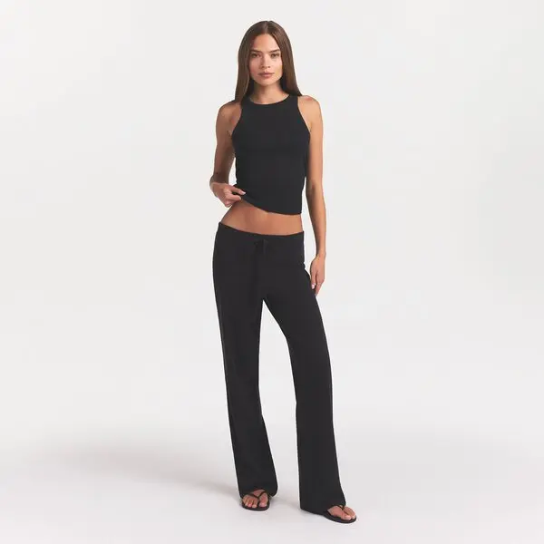 SKIMS Cotton Jersey Straight Leg Pant - Soot
