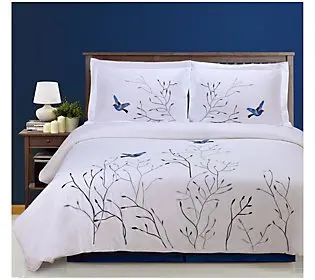 SUPERIOR 3-piece Swallow Cotton Duvet Cover Set, Full/queen - One-color
