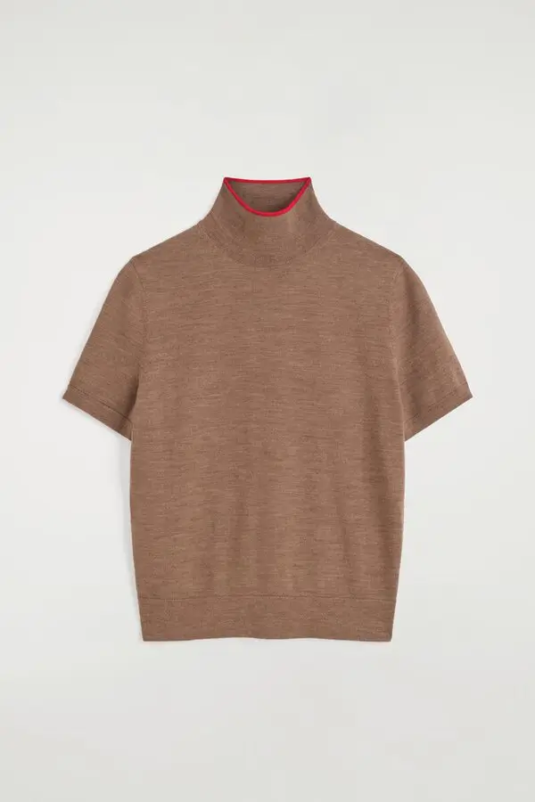 Cos Merino Wool Turtleneck Top - Beige