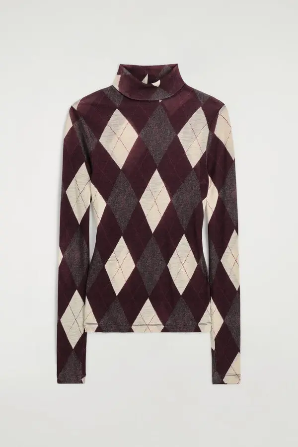 Cos Merino Wool Turtleneck Top - Multicolor