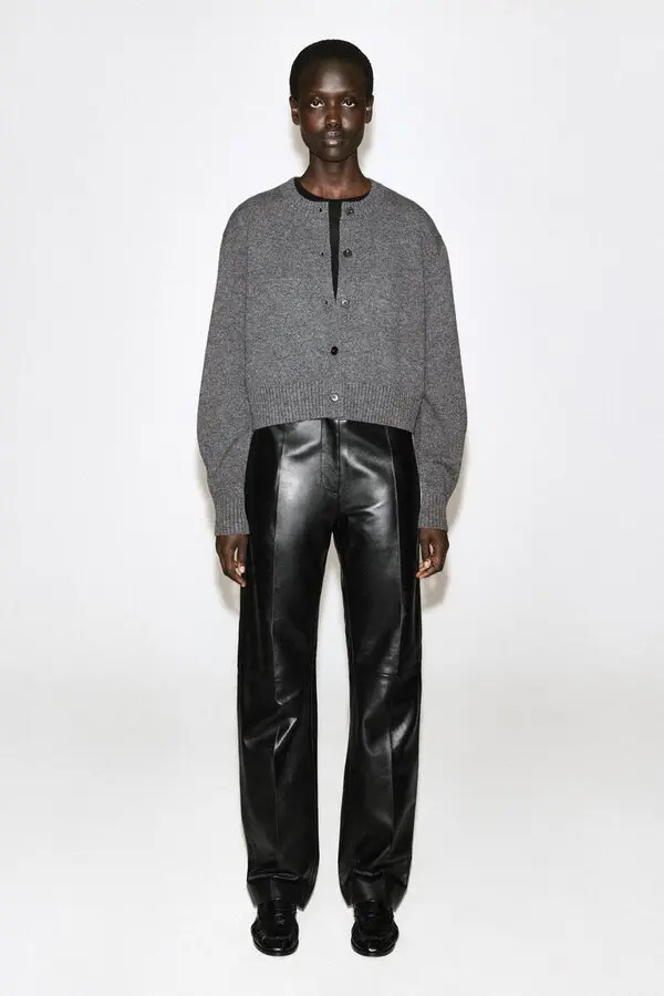 Cos Merino Wool Jumper With Ribbed Trims - Gray