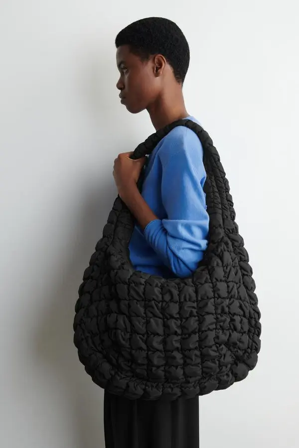 Cos Quilted Oversized Crossbody Bag - Black