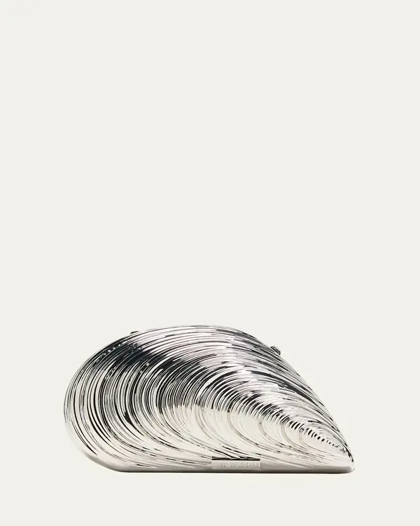 Simkhai Bridget Oyster Shell Clutch Bag - Silver