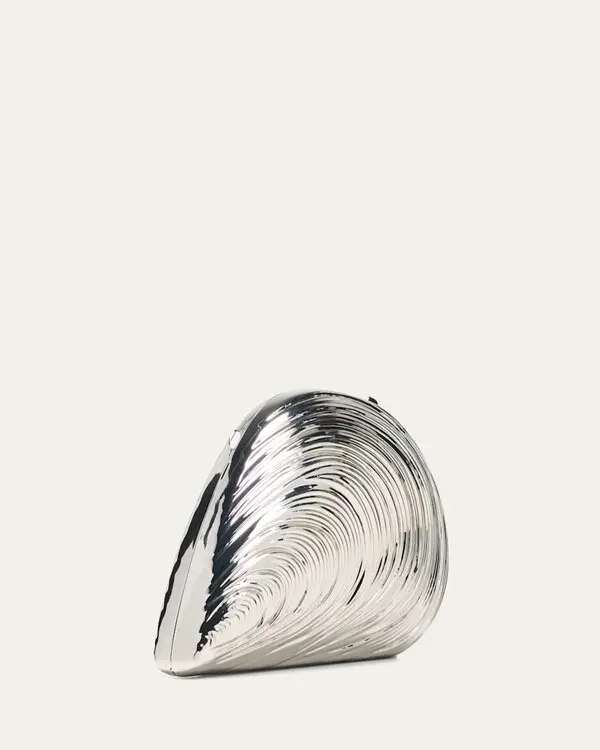 Simkhai Bridget Oyster Shell Clutch Bag - Silver