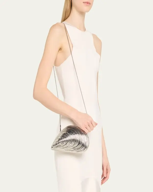Simkhai Bridget Oyster Shell Clutch Bag - Silver