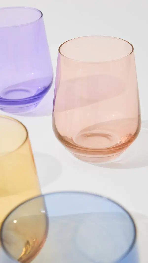 ESTELLE COLORED GLASS Stemless Glassware Set Of 6 - Pastel Mix