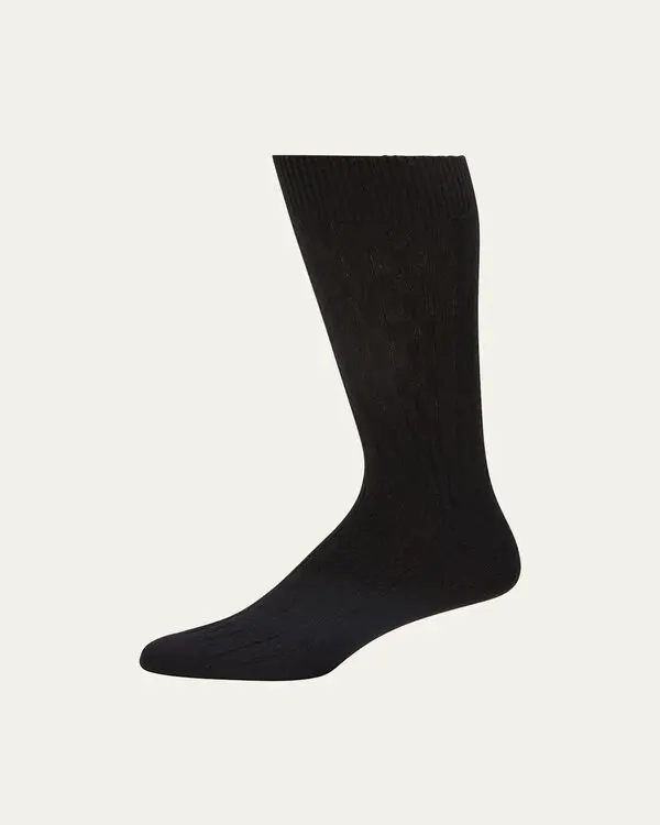 BRESCIANI Cashmere Cable Knit Mid-calf Socks - Black