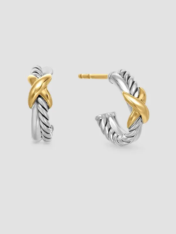 David Yurman Petite X Hoop Earrings In Sterling Silver With 18k 12.6mm