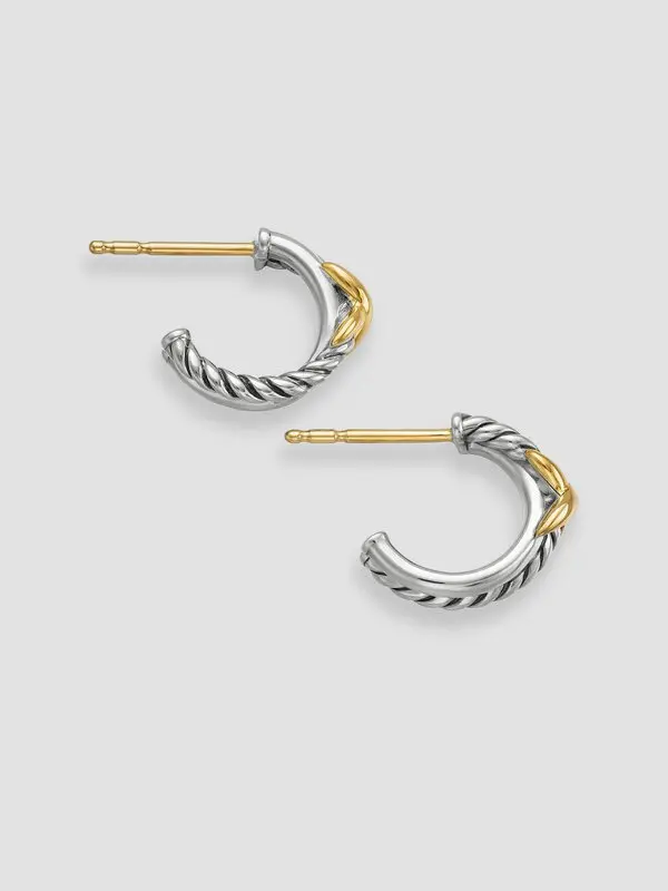 David Yurman Petite X Hoop Earrings In Sterling Silver With 18k 12.6mm