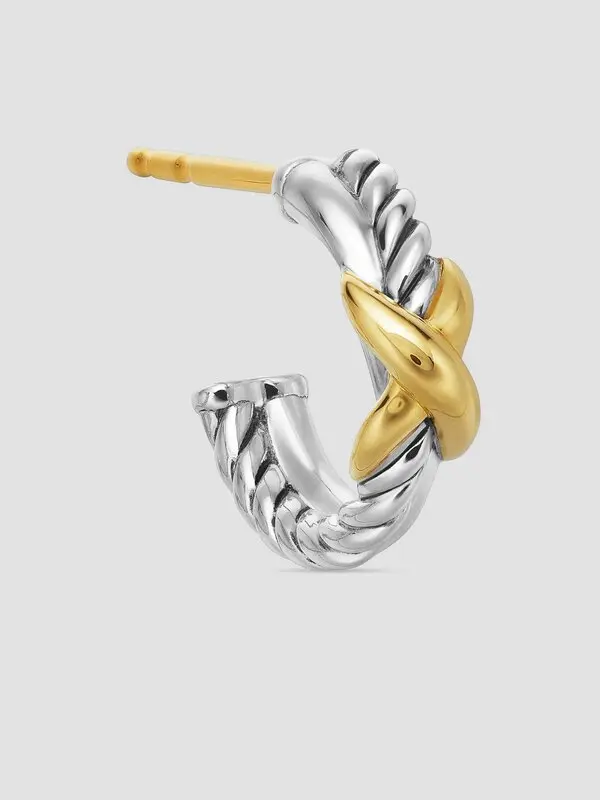 David Yurman Petite X Hoop Earrings In Sterling Silver With 18k 12.6mm
