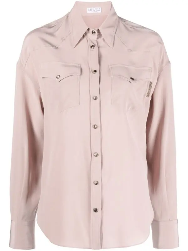 Brunello Cucinelli Pointed-collar Silk Shirt