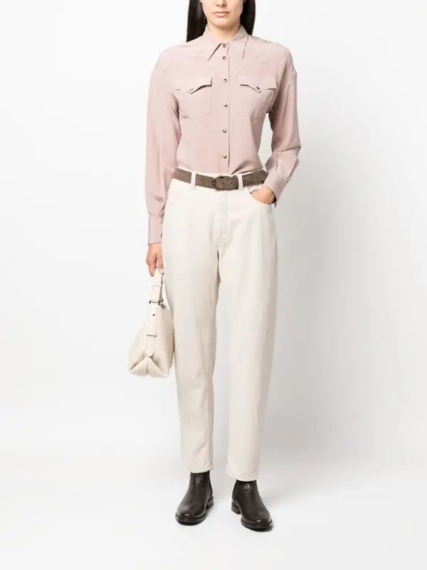 Brunello Cucinelli Pointed-collar Silk Shirt
